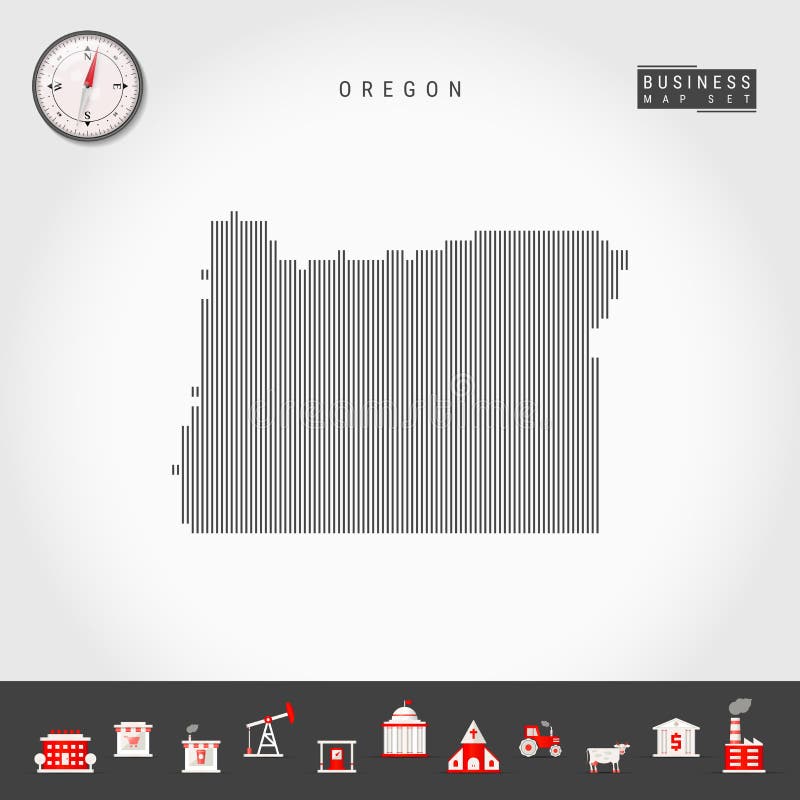 Vector Vertical Lines Pattern Map of Oregon. Striped Silhouette of ...