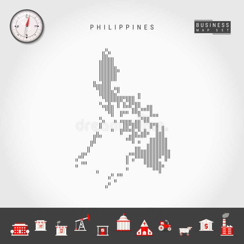 Vector Vertical Lines Map of Philippines. Striped Silhouette of ...