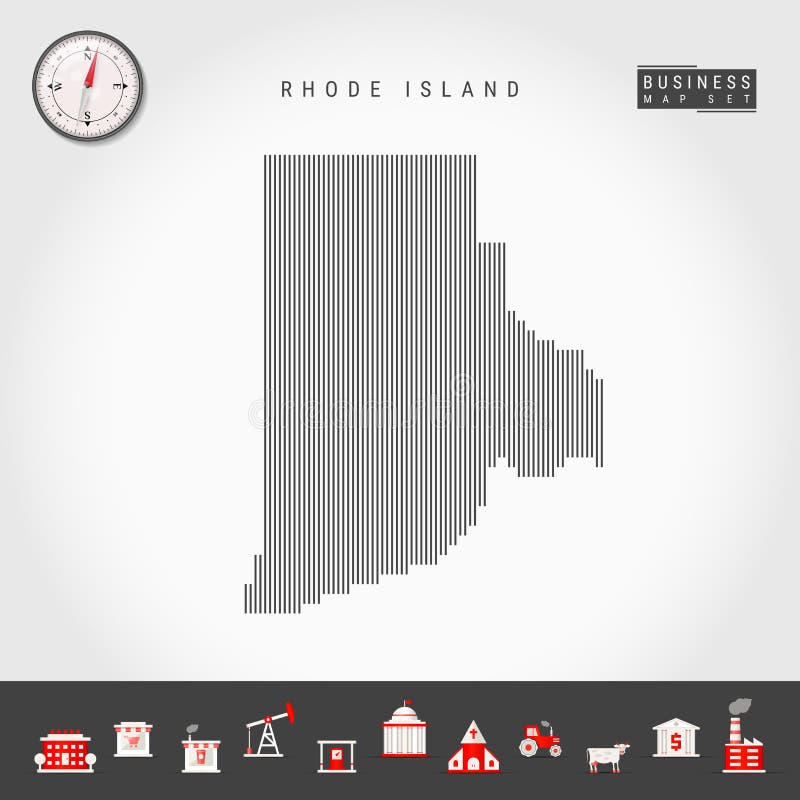 Vector Vertical Lines Pattern Map of Rhode Island. Striped Silhouette ...
