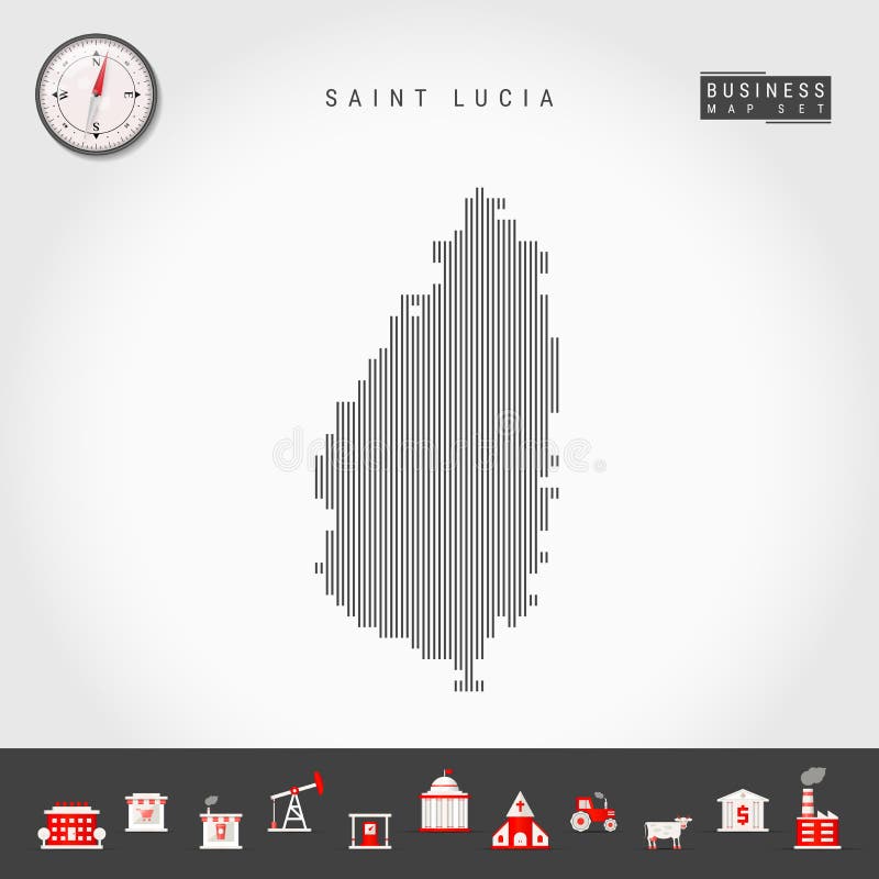 Vector Vertical Lines Map of Saint Lucia. Striped Silhouette of Saint ...