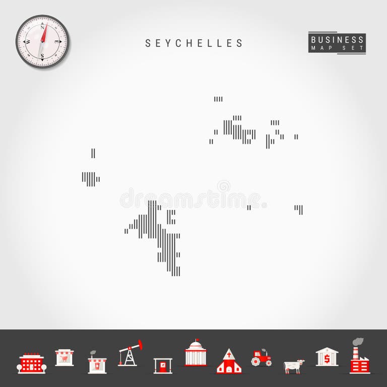 Vector Vertical Lines Map of Seychelles. Striped Silhouette of ...