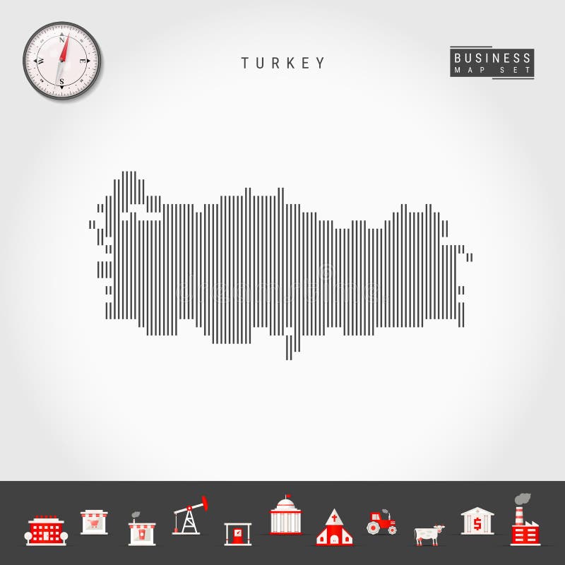 Vector Vertical Lines Map of Turkey. Striped Silhouette of Turkey ...