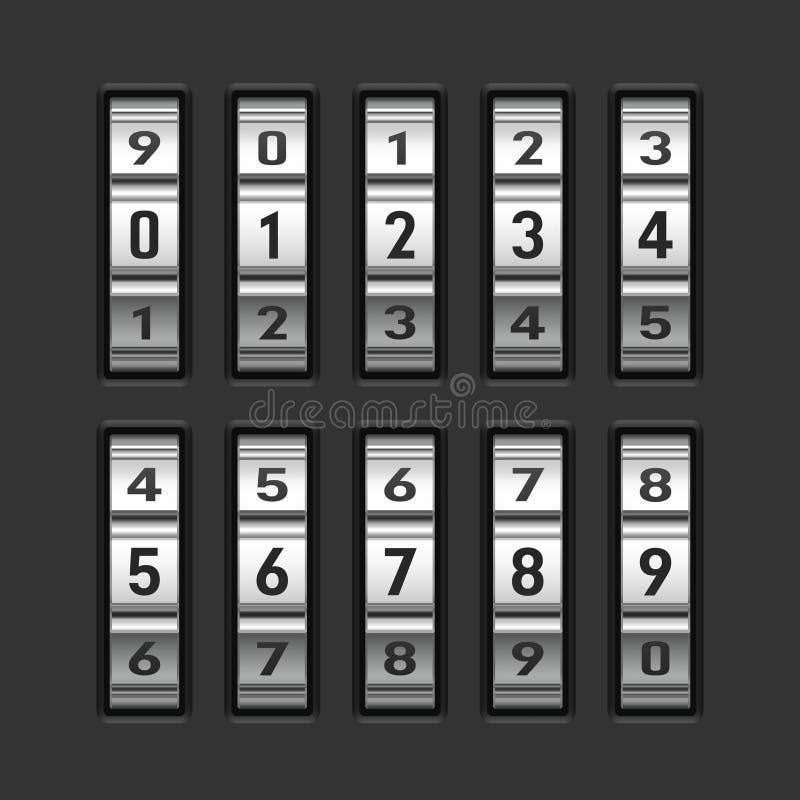 Vertical Metal Rotating Discs with Black Numbers for Combination Lock ...