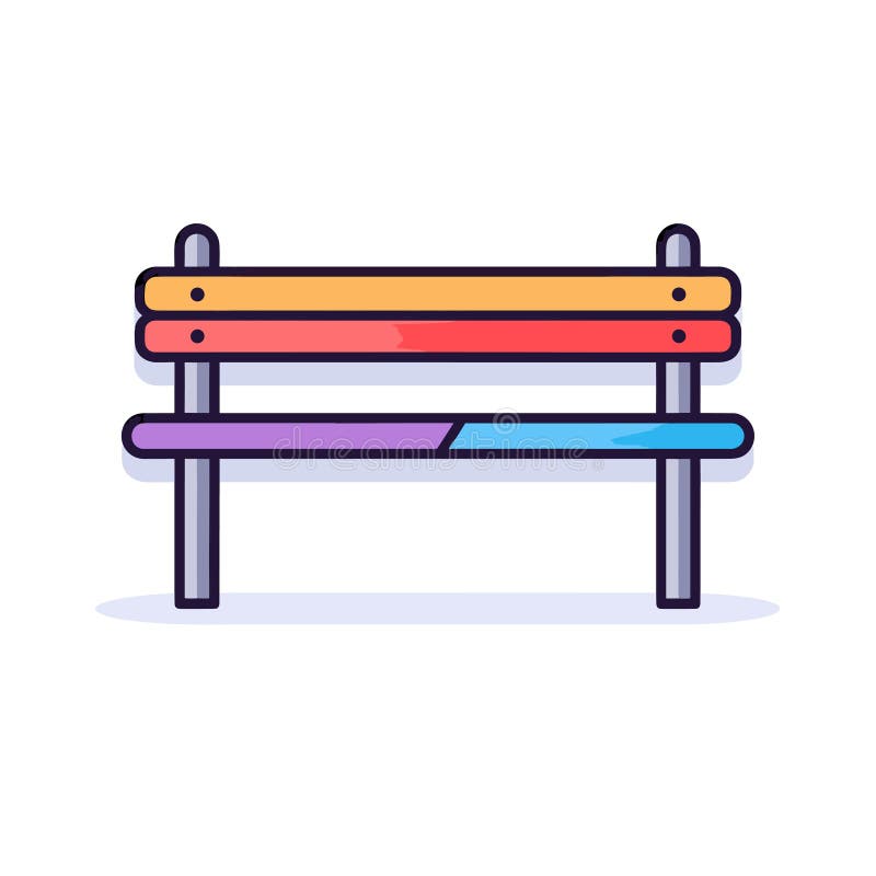 Vector of a Vibrant Bench with a Colorful Seat Stock Vector ...