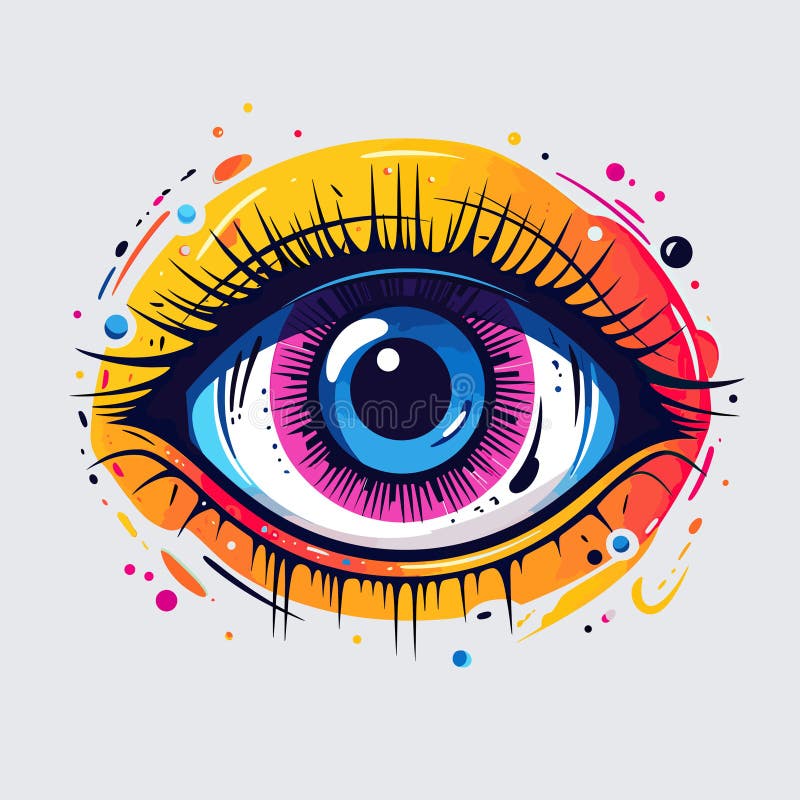 Vector of a Vibrant Eye with Colorful Paint Splatters Stock Vector ...