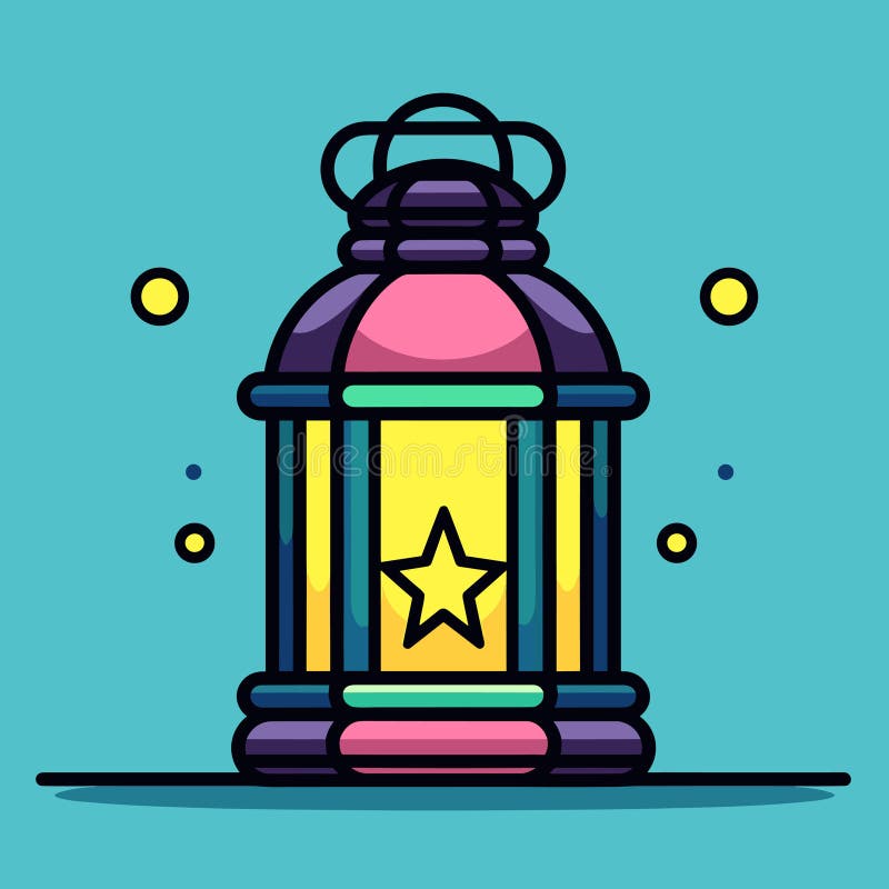 Vector of a Vibrant Lantern with a Star Design, Perfect for Festive ...