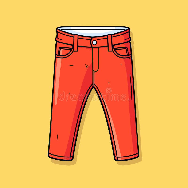 Vector of a Vibrant Pair of Red Pants on a Bright Yellow Background ...