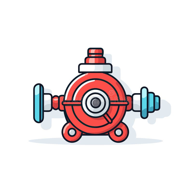 Vector of a Vibrant Red and Blue Fire Hydrant Against a Clean White ...