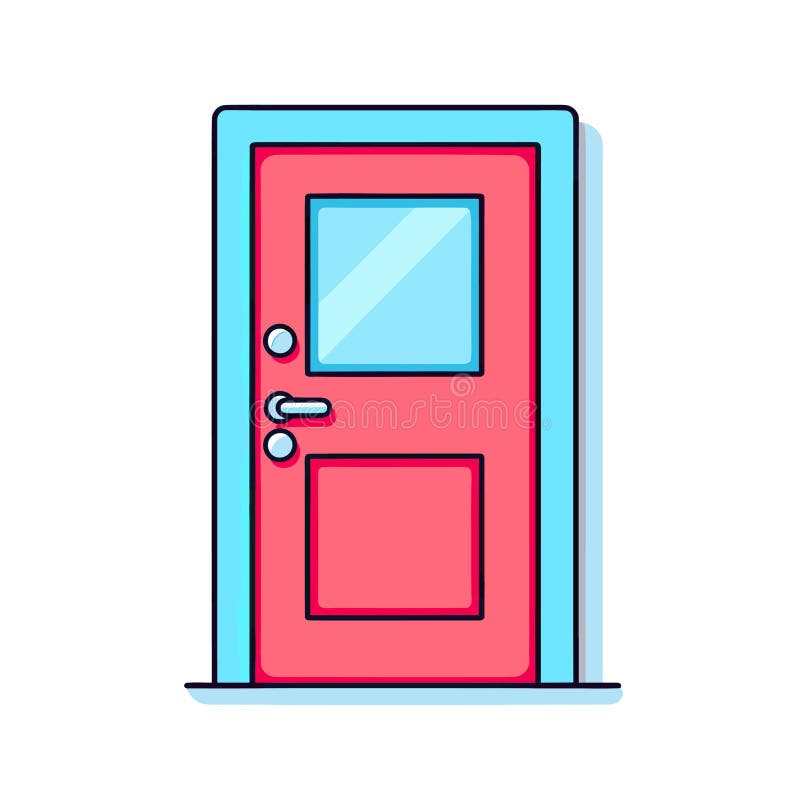 Vector of a Vibrant Red Door with a Glass Panel Stock Vector ...