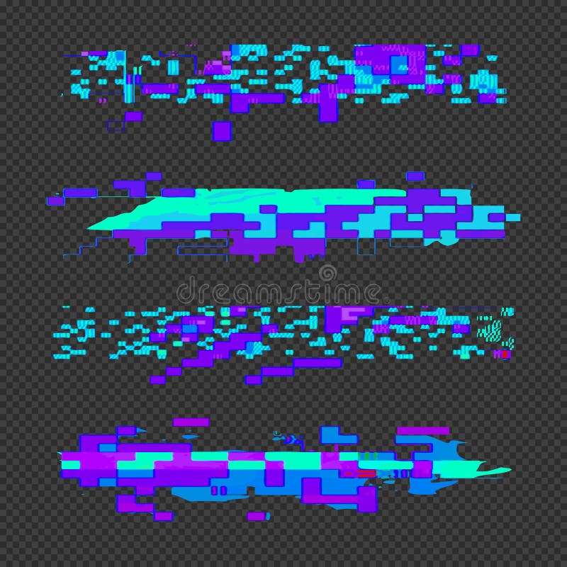 Abstract Glitch Design Elements Set Stock Vector - Illustration of ...