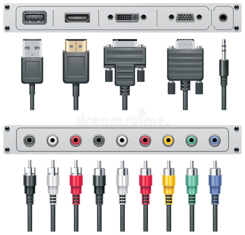 Vector Video and Audio Connectors Stock Vector - Illustration of ...