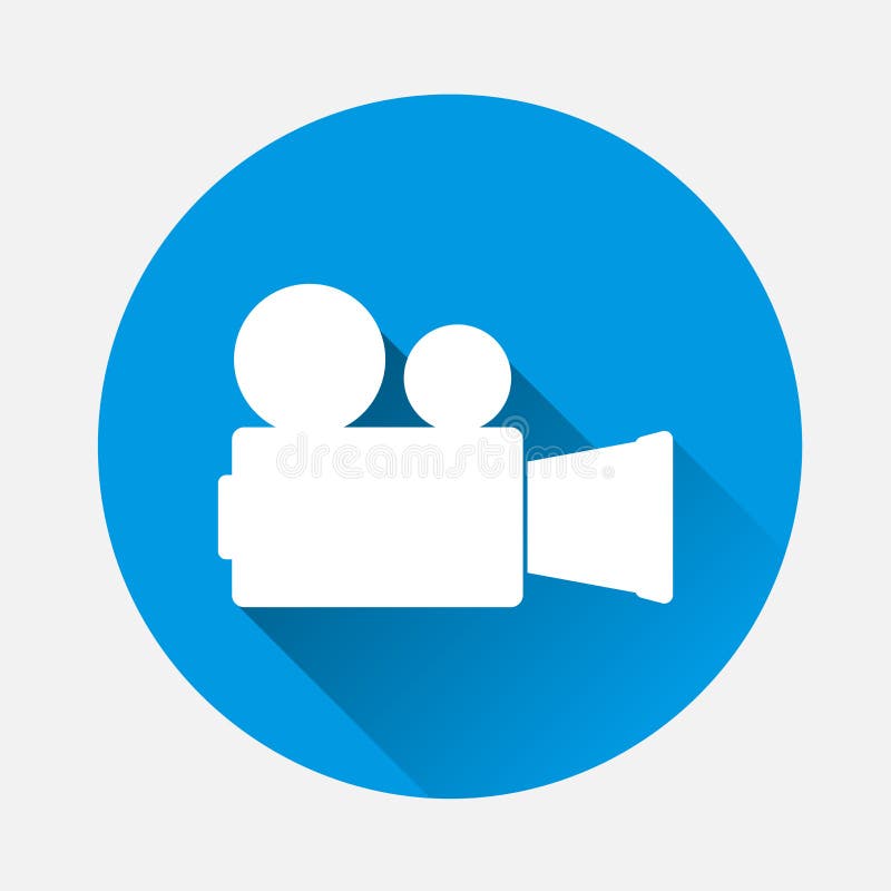 Vector Video Camera Icon on Blue Background. Flat Image Camera I Stock ...