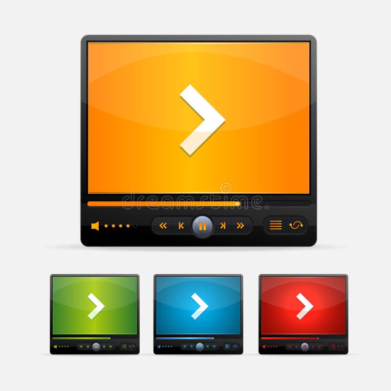 Vector Video Player Skin Colour Set Stock Vector - Illustration of ...