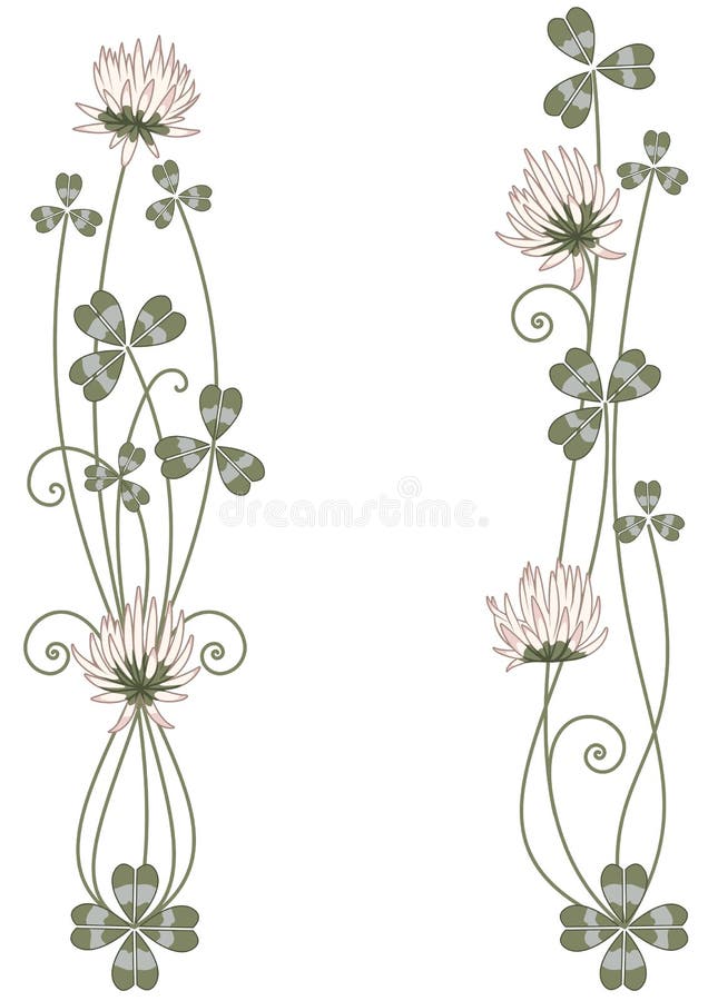 Vector Vignette with Clover Stock Vector - Illustration of pink ...
