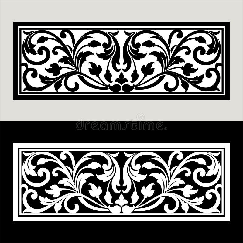 Vector Vintage Border Frame Logo Engraving with Retro Ornament Pattern ...