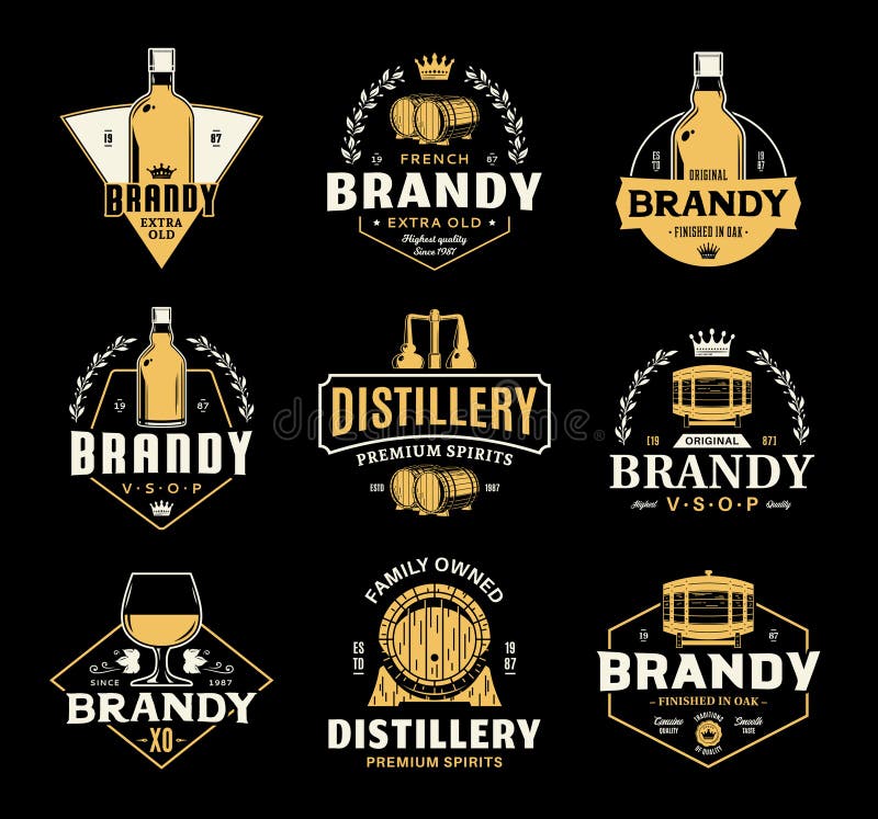 Vector vintage brandy logo stock vector. Illustration of badge - 351249816