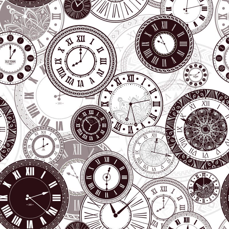 Vector Vintage Clock Dials Set Stock Vector - Illustration of number ...