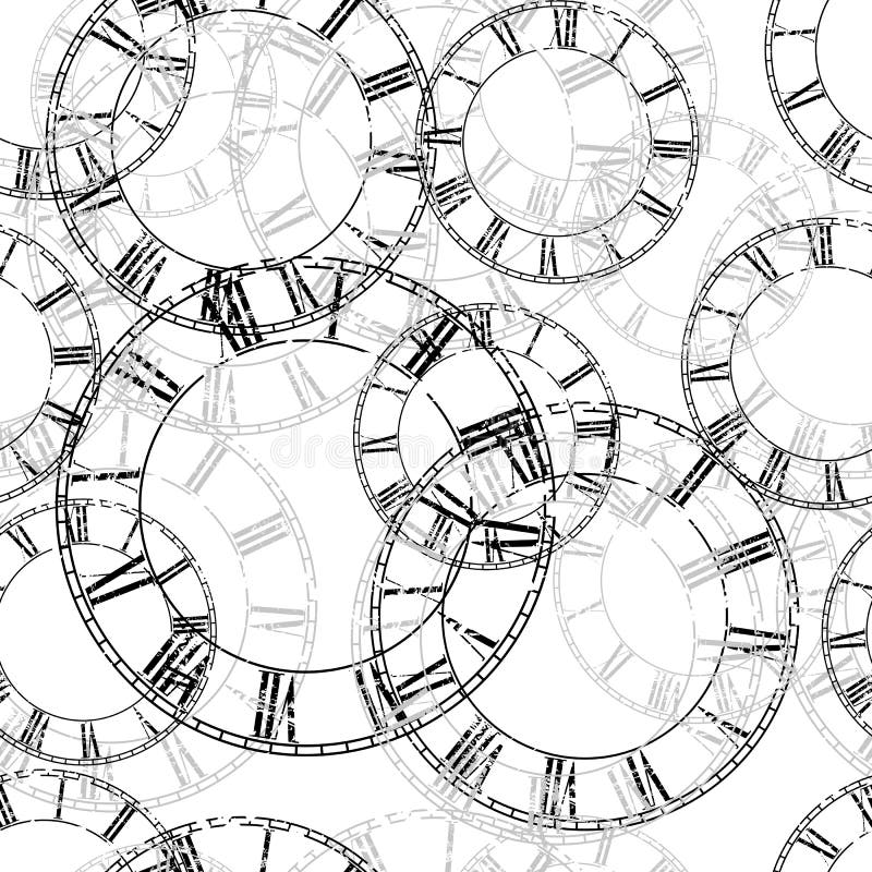 Time Clocks Black & White Background Border Stock Illustration ...