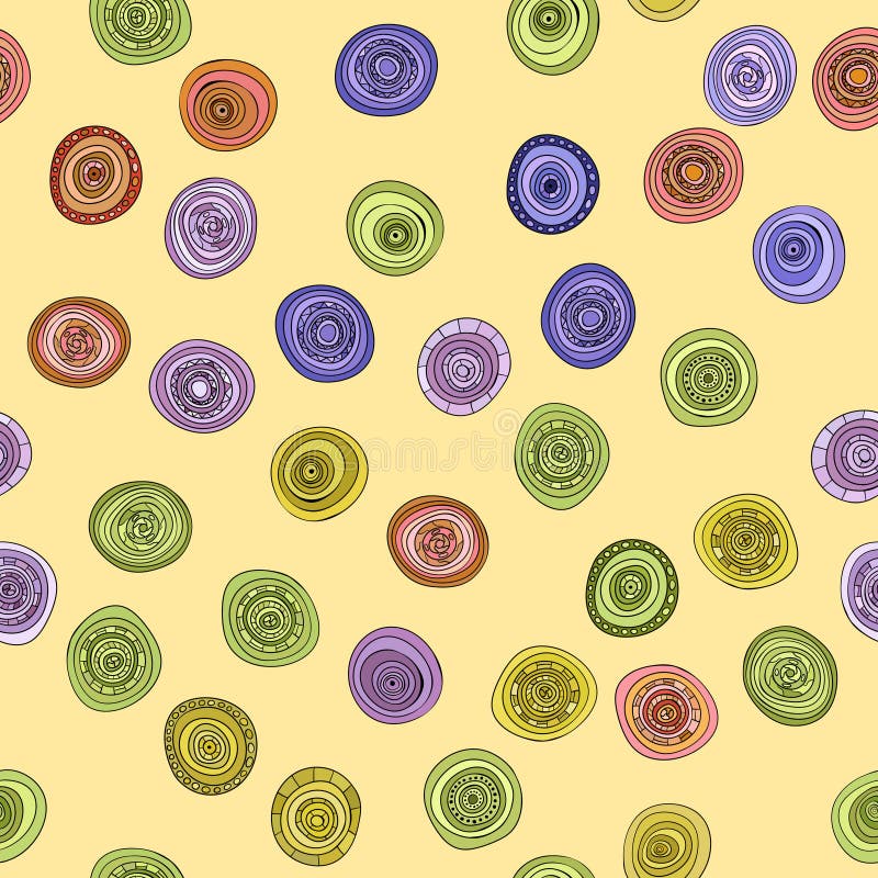 Vector Vintage Colored Circles Seamless Pattern Stock Illustration ...
