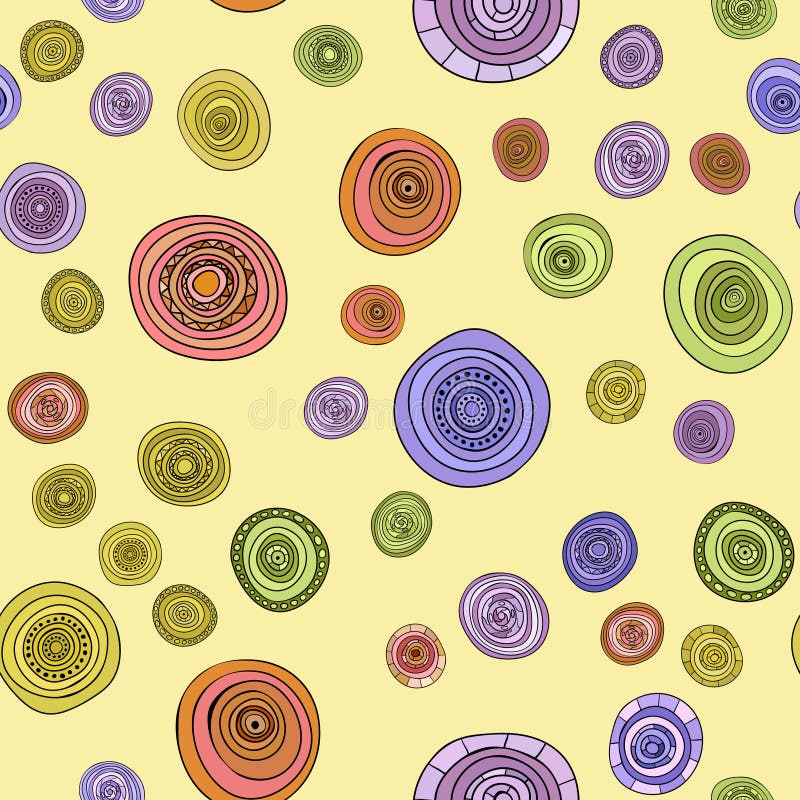 Vector Vintage Colored Circles Seamless Pattern Stock Illustration ...