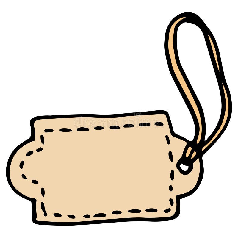 Rectangular Empty Gift Tag. Hand-drawn in Doodle Style, Black Outline ...