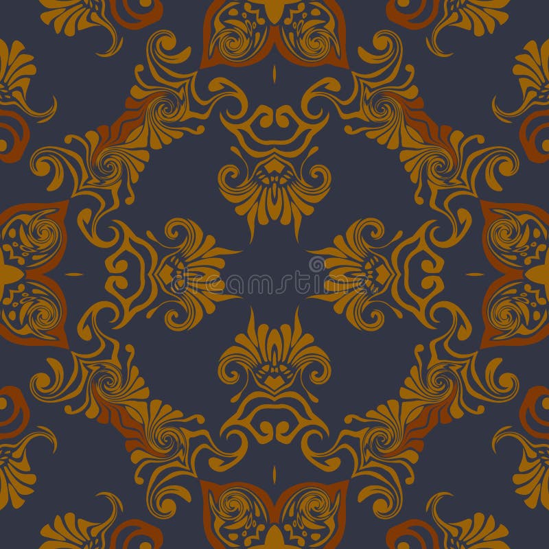 Vector Vintage Engraving with Retro Ornament Pattern in Antique Rococo ...