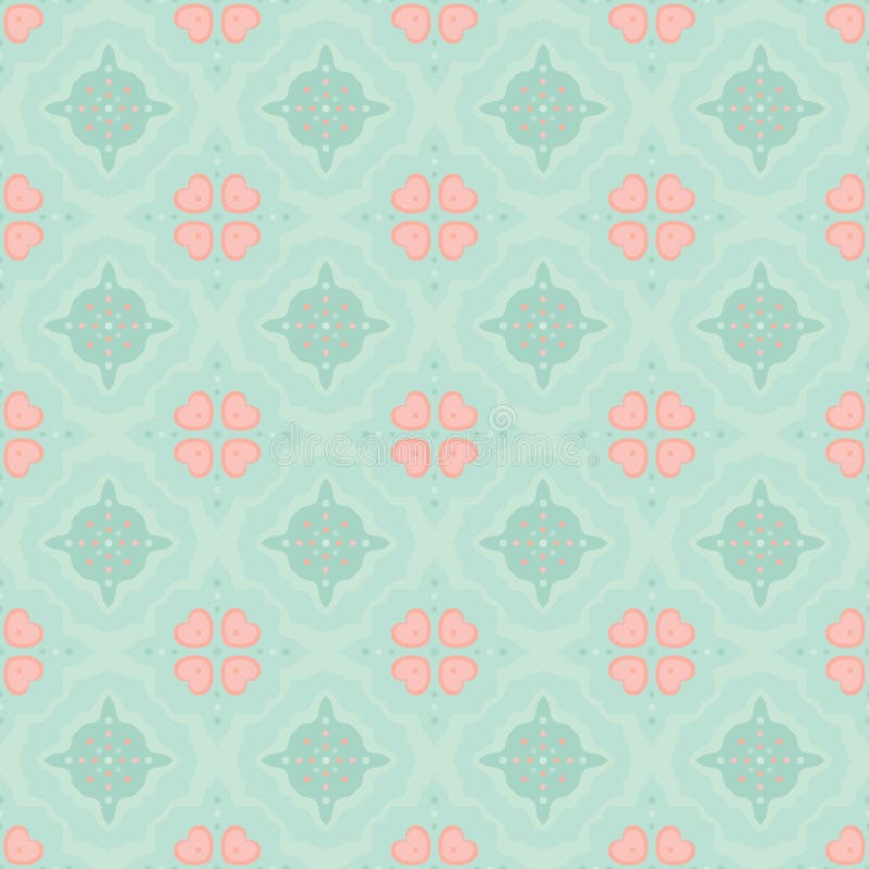 Vector Vintage Flat Seamless Pattern with Heart Stock Vector ...