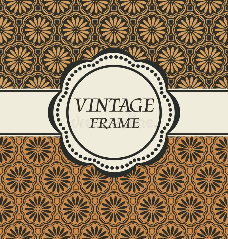 Vintage Ornate Card. Golden Eastern Floral Decor on Dark Backdrop ...