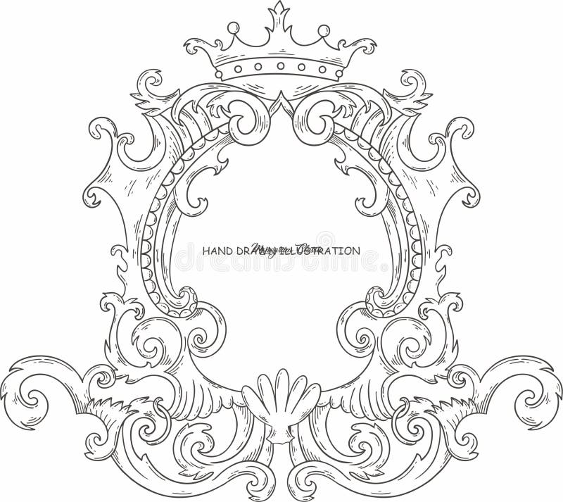 Vector Vintage Frame with Ornament. Monogram Frame Hand Drawn ...