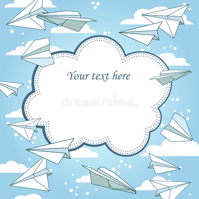 Vector Vintage Frame with Paper Planes. Stock Vector - Illustration of ...
