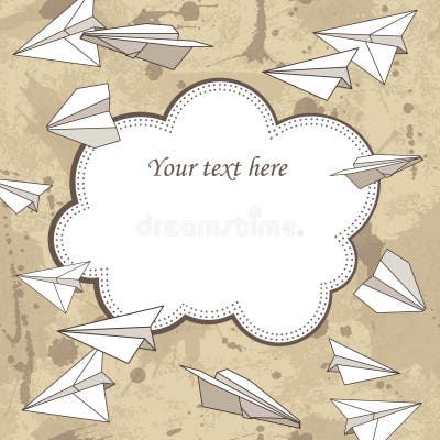 Vector Vintage Frame with Paper Planes. Stock Vector - Illustration of ...