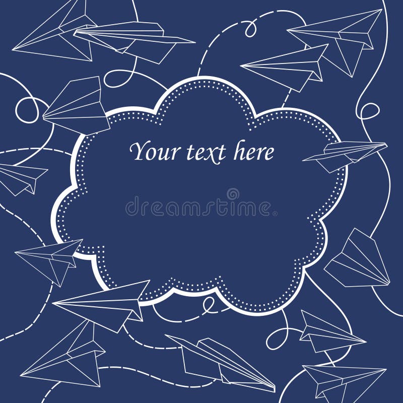 Vector Vintage Frame with Paper Planes. Stock Vector - Illustration of ...