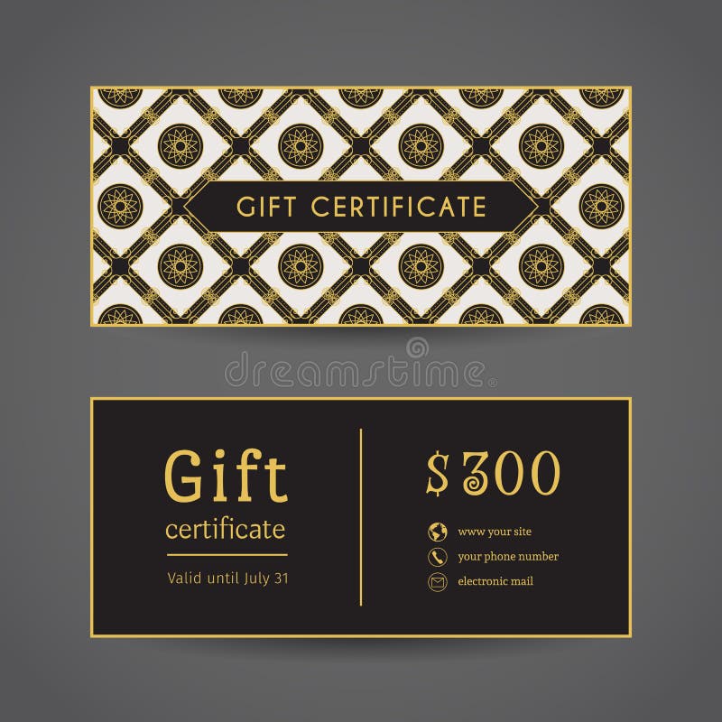 Vector Vintage Gift Certificate Front and Back Side Stock Vector ...