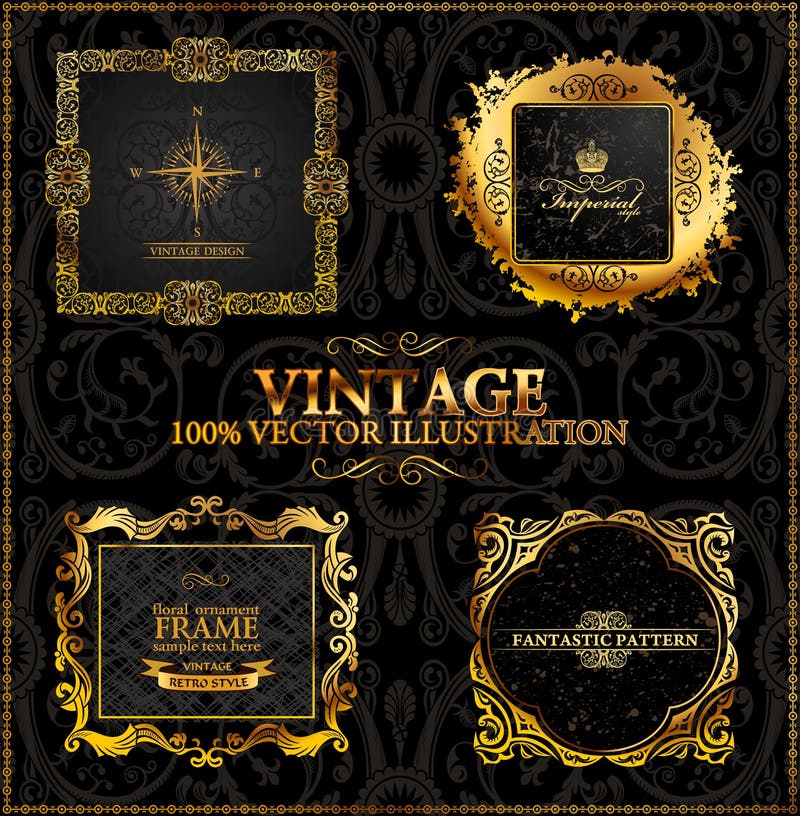 Vector Vintage. Gold Frames Calligraphic Stock Vector - Illustration of ...