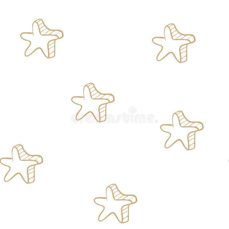 Vector Vintage Gold Stars On White Seamless Pattern Background. Stock ...