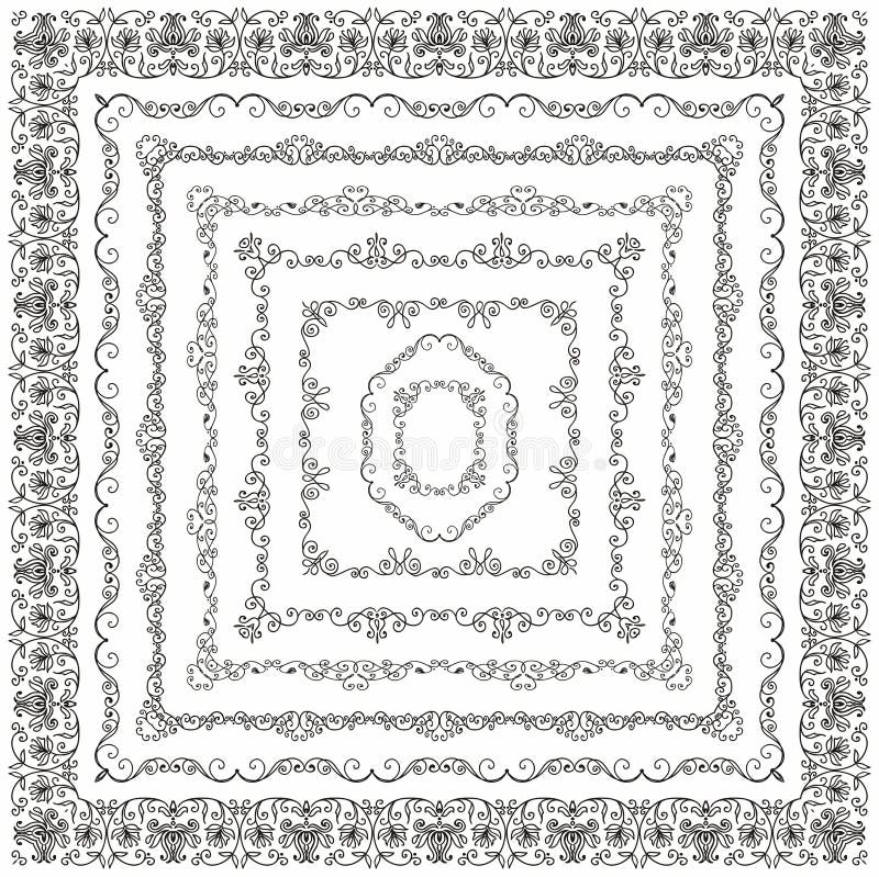 Vector Vintage Hand Drawn Square Frames Borders Stock Vector ...