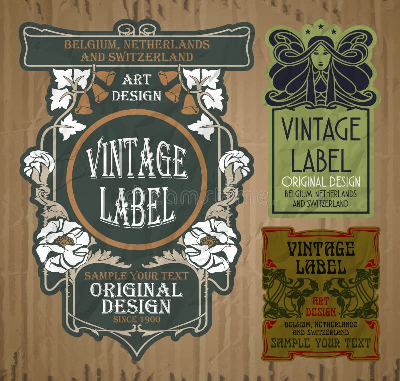 Vintage Items: Label Art Nouveau Stock Vector - Illustration of generic ...