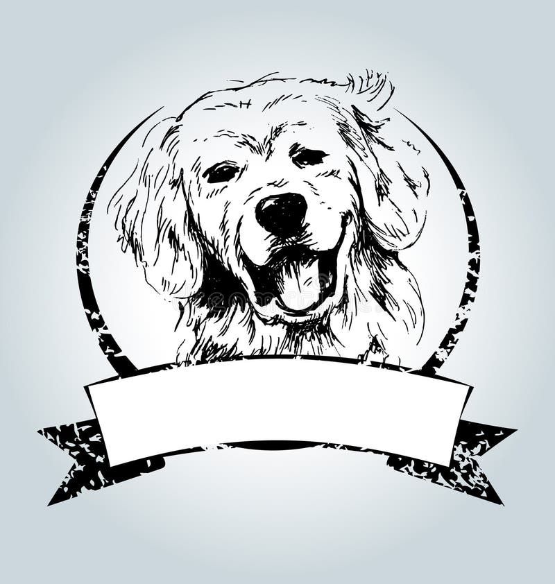 Vector Vintage Label with Dog Head Stock Vector - Illustration of ...