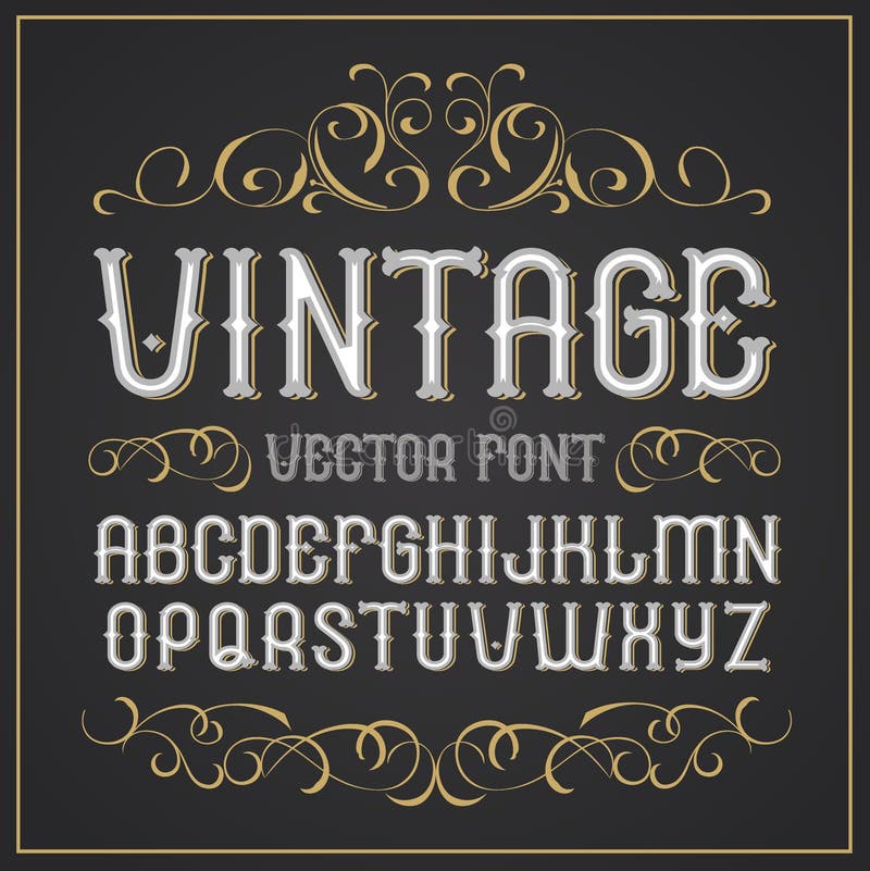 Vector Vintage Label Font. Retro Font. Stock Vector - Illustration of ...