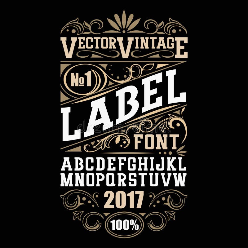 Vector Vintage Label Font. Whiskey Label Style. Stock Vector ...