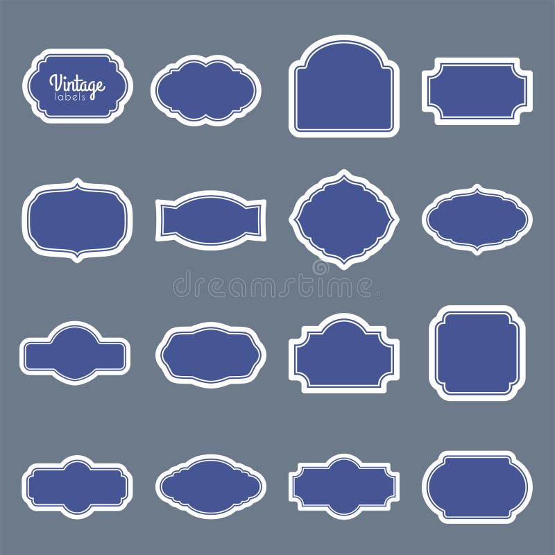 Vector Blue Vintage Labels Set. Frames for Design Stock Vector ...
