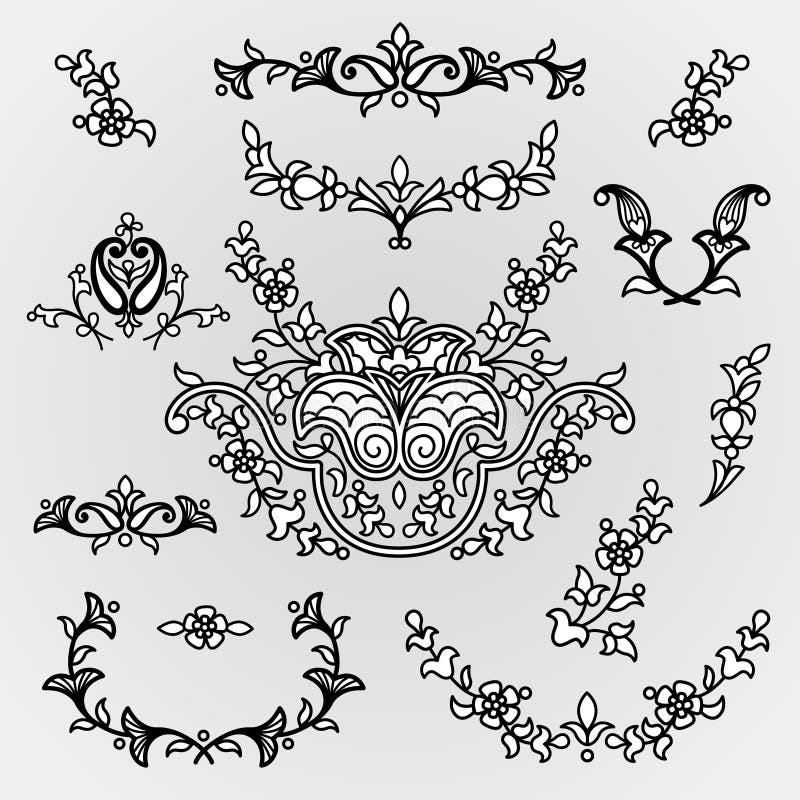 Vector Vintage Line Art Vignettes in Eastern Style. Stock Vector ...