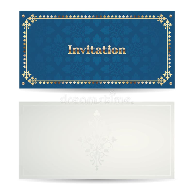 Azure Vector Vintage Luxury Horizontal Invitation Template Stock ...