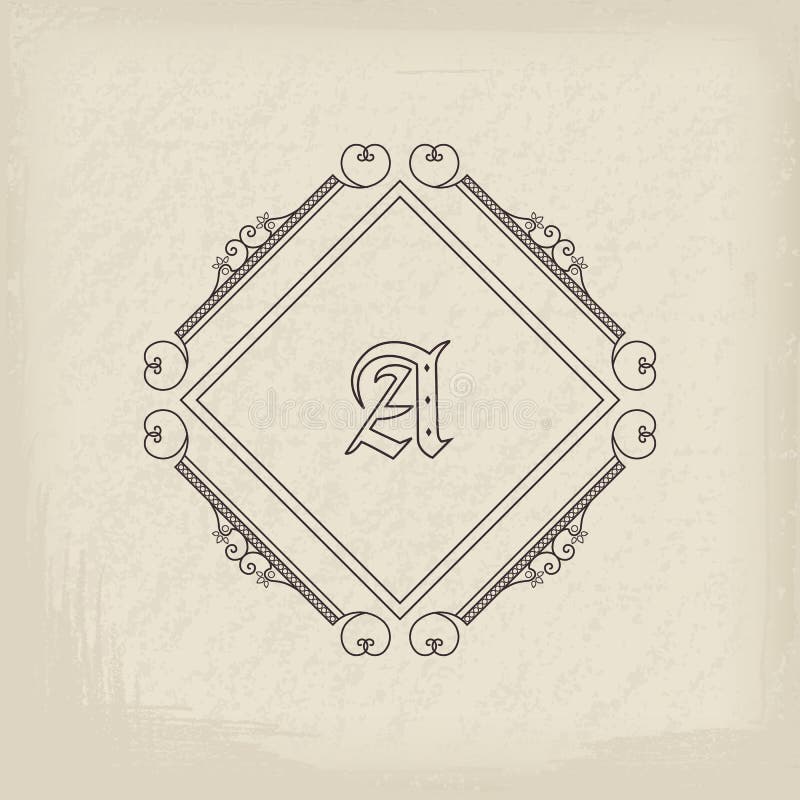 Vector vintage monogram stock vector. Illustration of label - 96309179