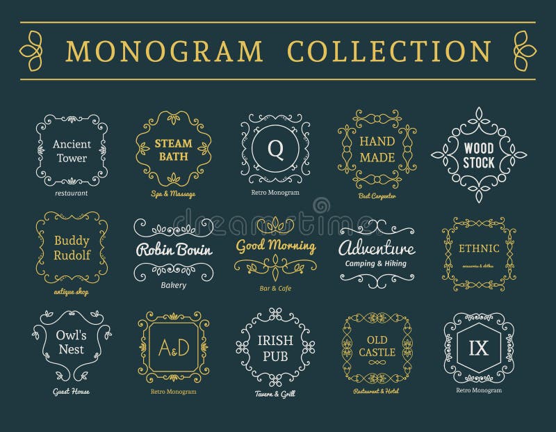 Vector Vintage Monogram Set Stock Vector - Illustration of label, logo ...
