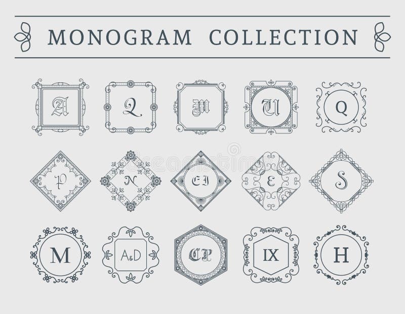 Vector Vintage Monogram Set Stock Vector - Illustration of decor, line ...