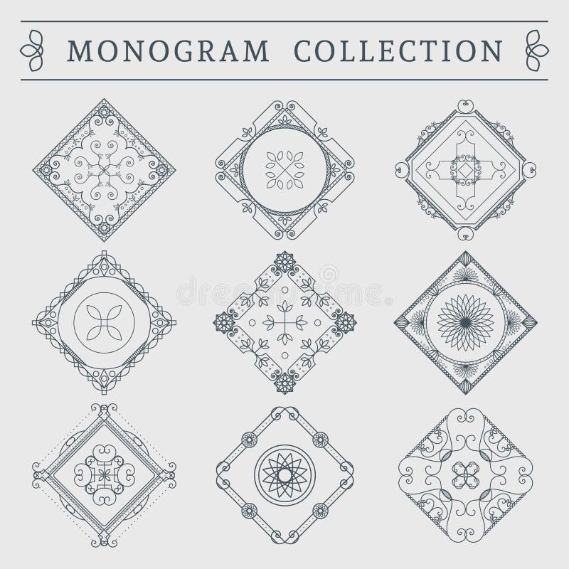 Vector Vintage Monogram Set Stock Vector - Illustration of crest ...