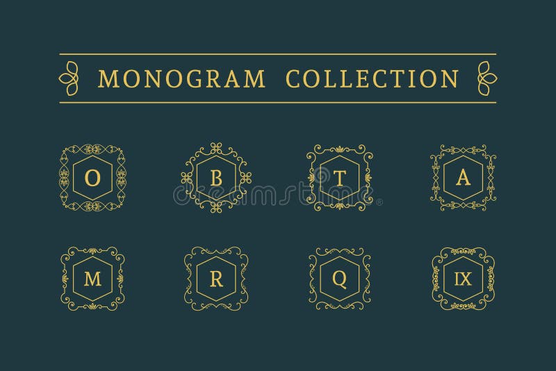 Vector Vintage Monogram Set Stock Vector - Illustration of editable ...