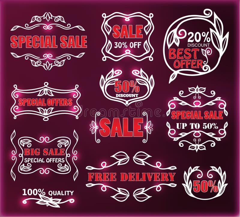 Vector Floral Frames in Mono Line Style with Copy Space for Text - Logo ...