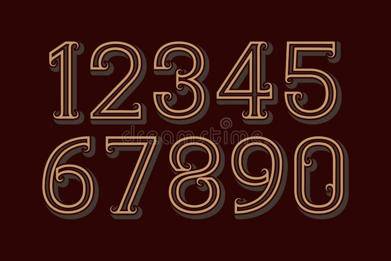 Vector Vintage Numbers in Retro Style Stock Vector - Illustration of ...